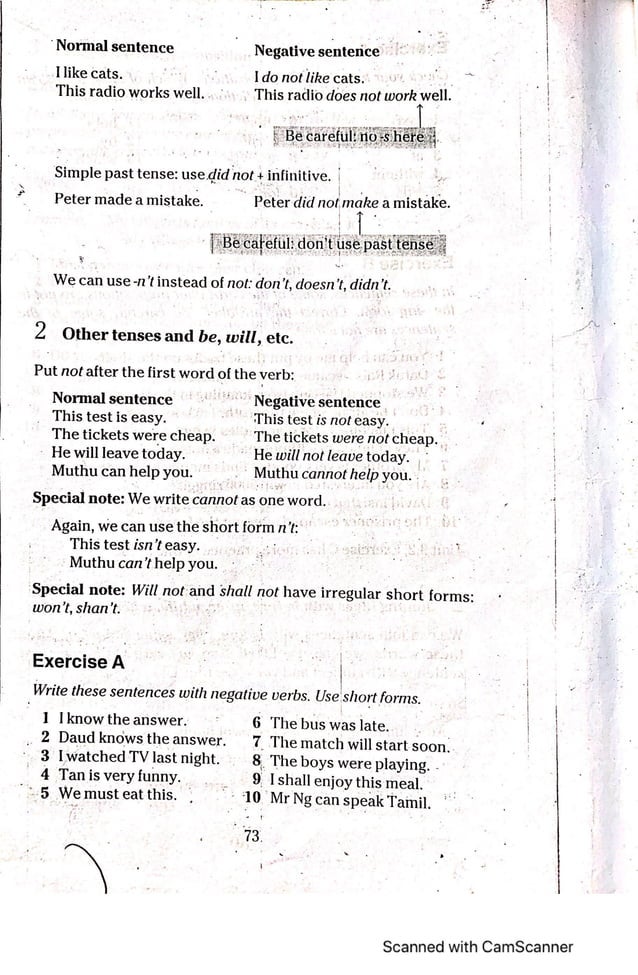 Negative verbs | PDF