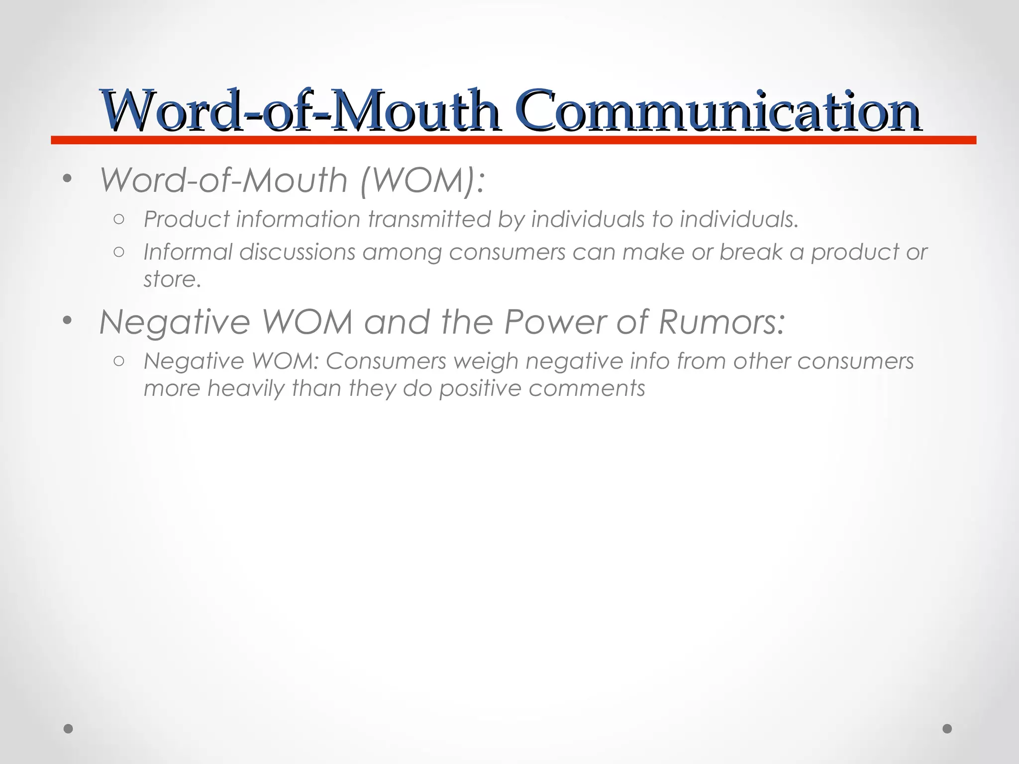 Negative wom and power of rumors | PPT