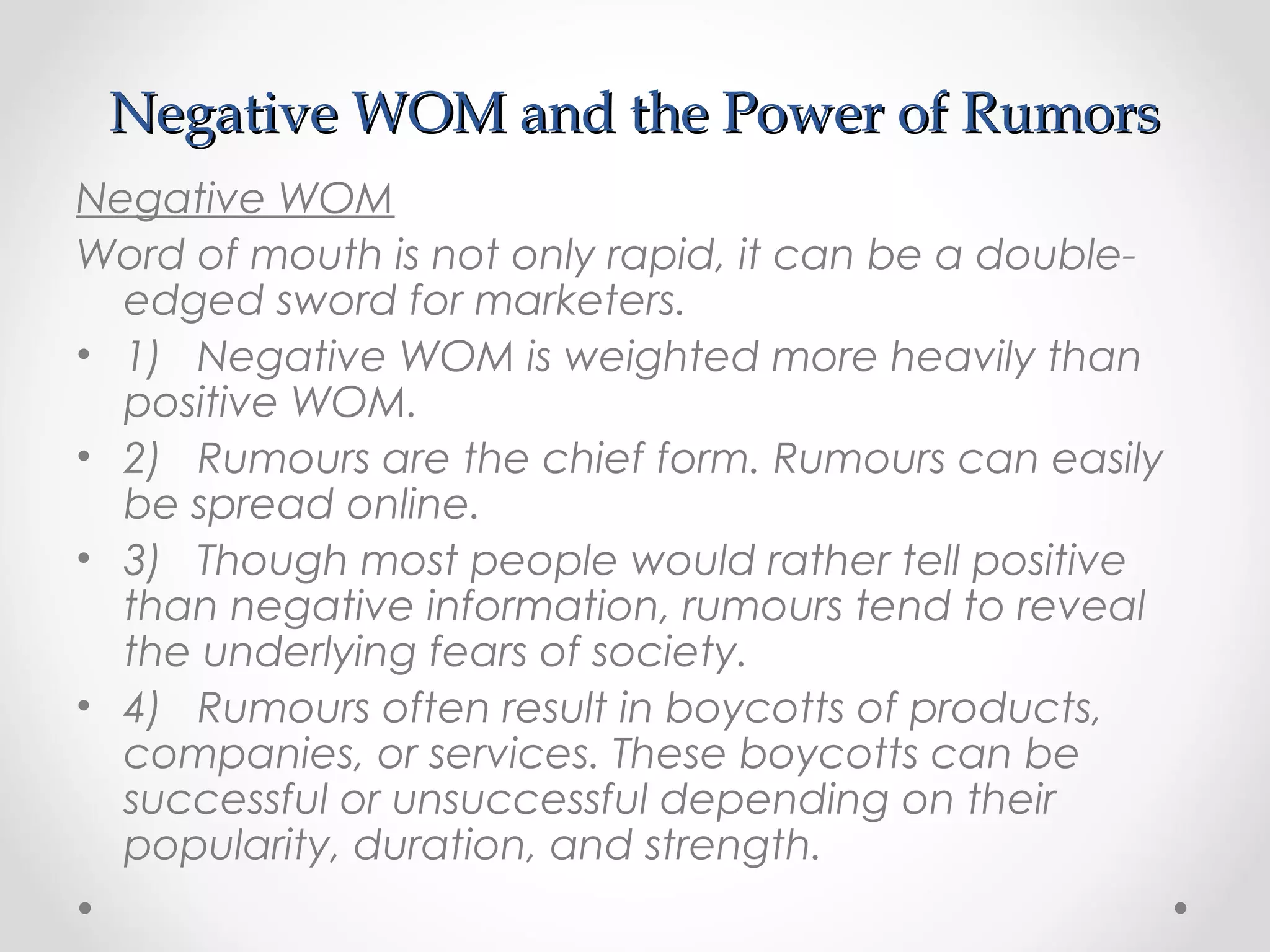 Negative wom and power of rumors | PPT