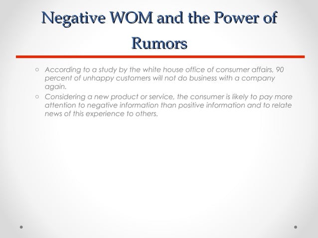Negative wom and power of rumors | PPT