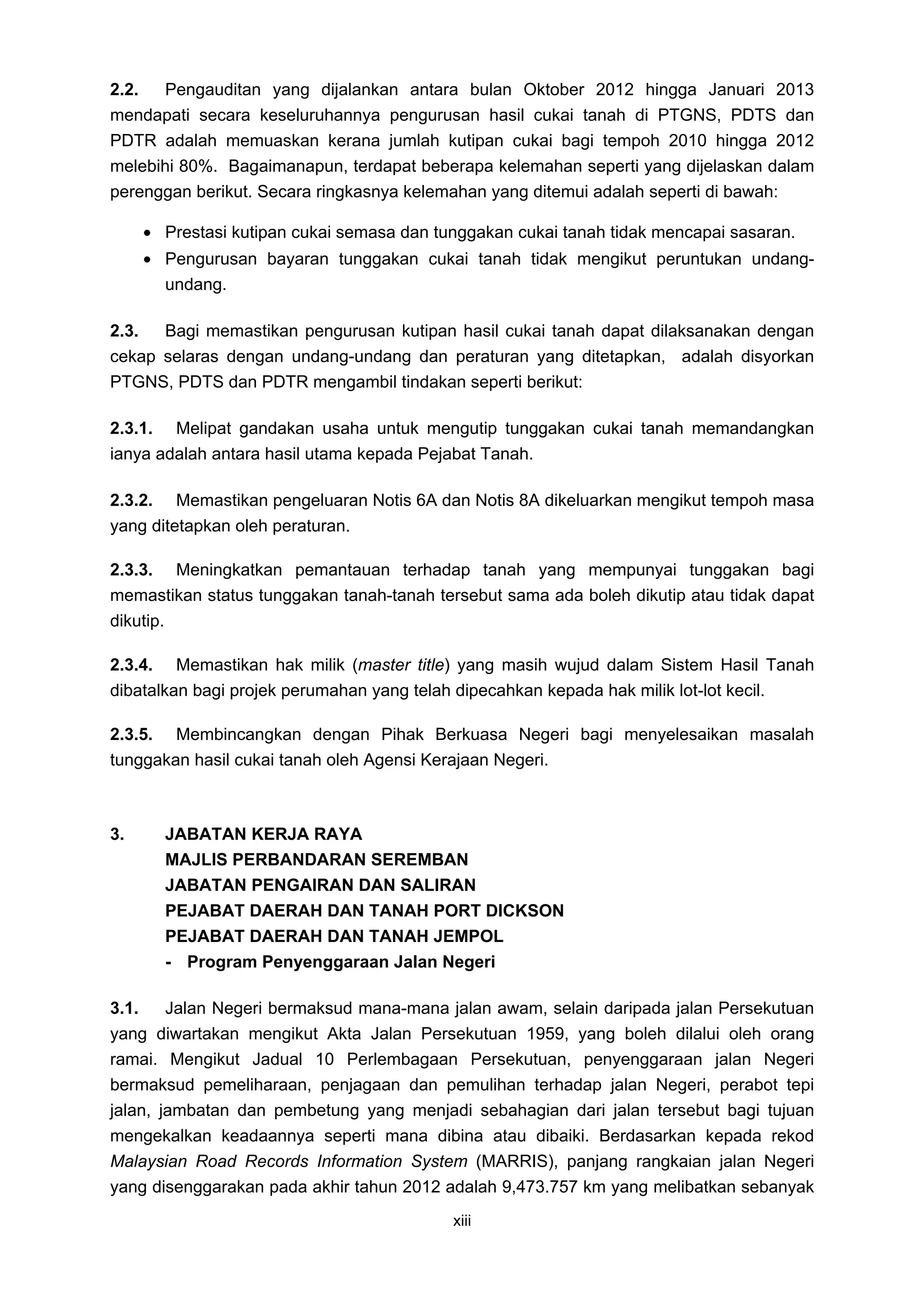 Negeri Sembilan - Laporan Ketua Audit Negara tahun 2012 Siri 3 | PDF