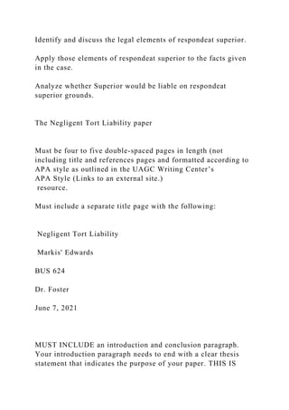 Negligent Tort LiabilityPrior to beginning work on this assi.docx