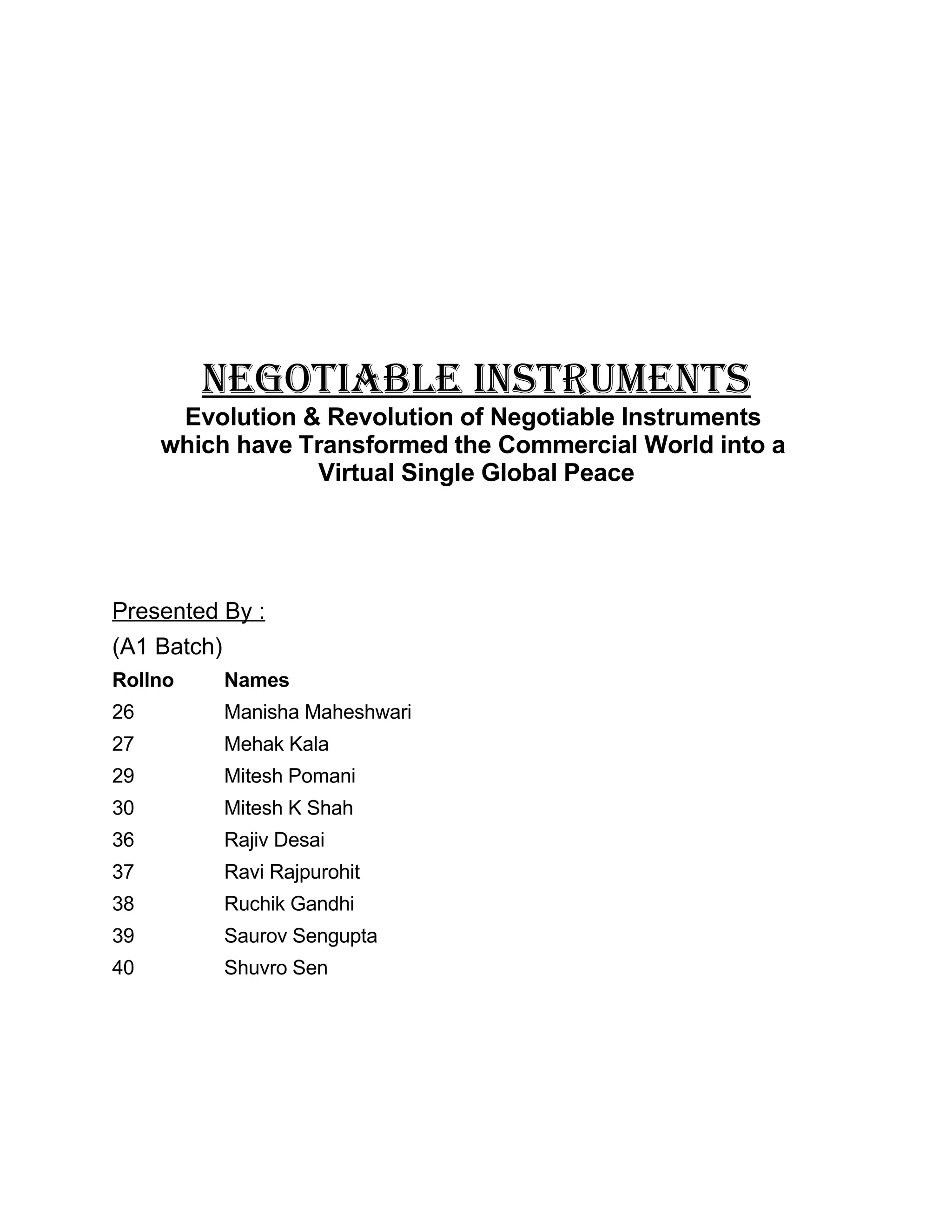 Negotiable instruments Act | DOC