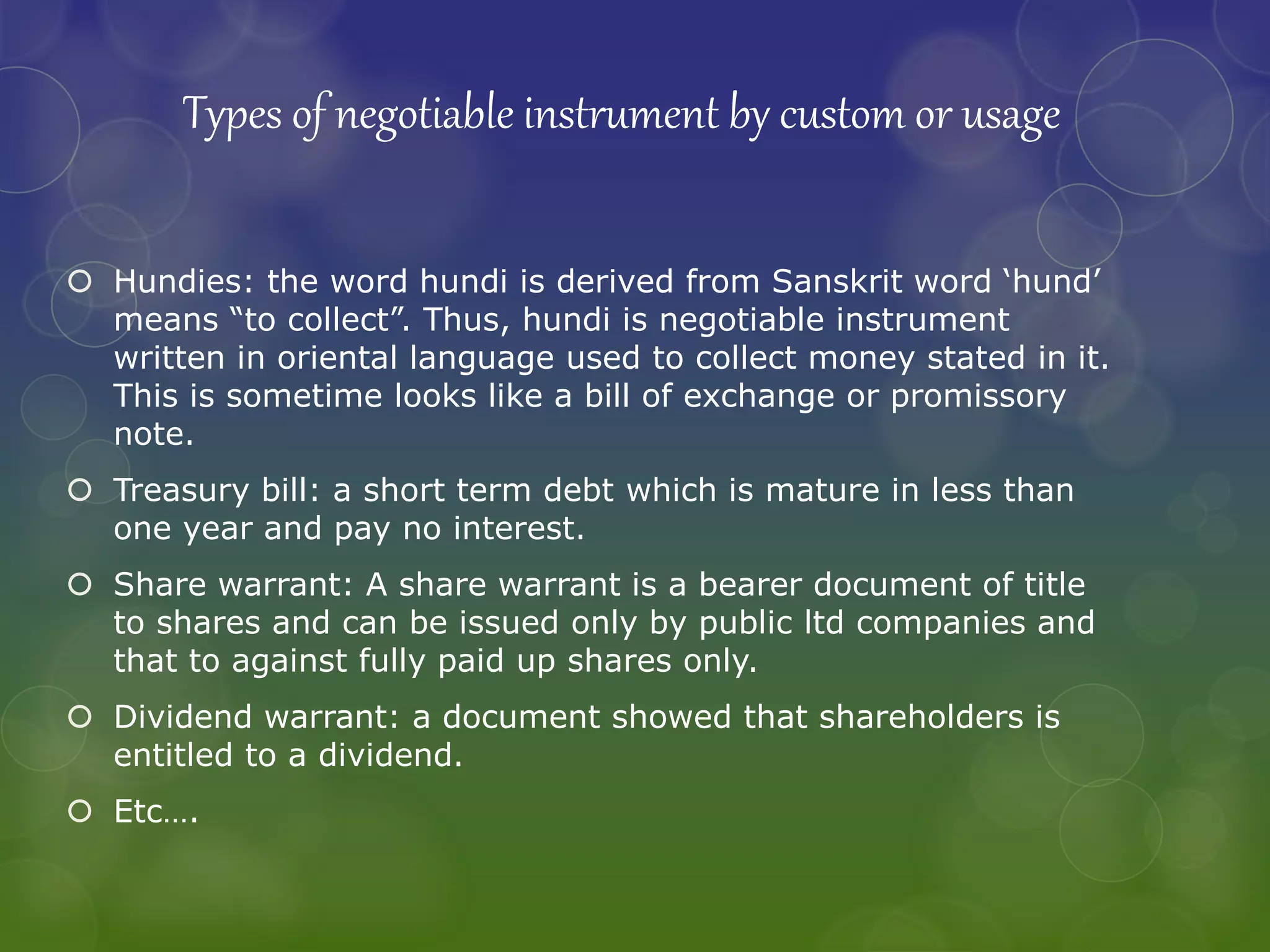 Negotiable instrument Act, 1881 (Business Law) | PPTX