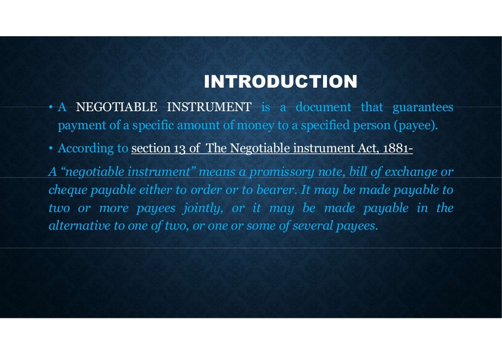 Negotiable instrument | PPT