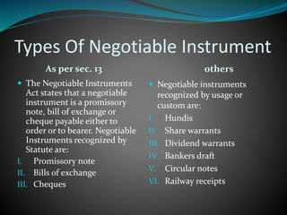Negotiable instrument negotiable instrument act | PPTX
