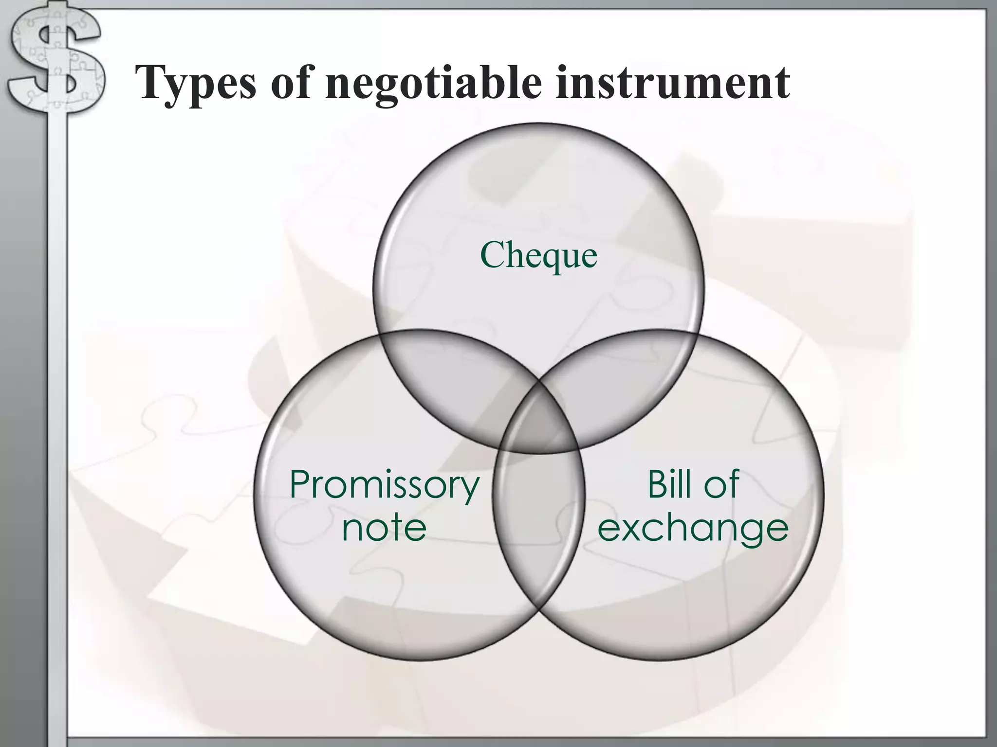 Negotiable instrument types of negotiable instruments | PPT