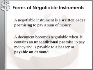 Negotiable instrument types of negotiable instruments | PPT