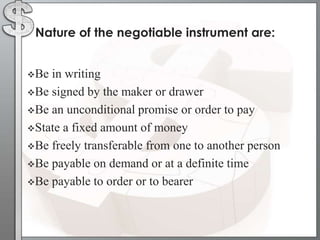 Negotiable instrument types of negotiable instruments | PPT
