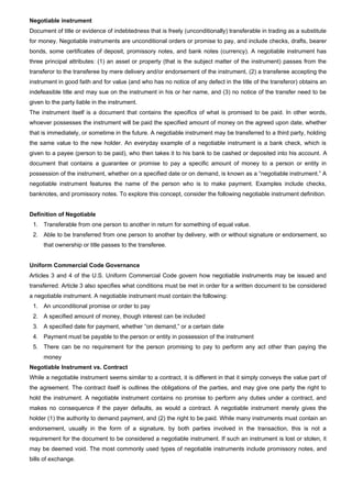 Negotiable Instrument Act.financial management and institutions | PDF