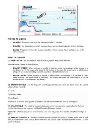 Negotiable Instrument Act.financial management and institutions | PDF