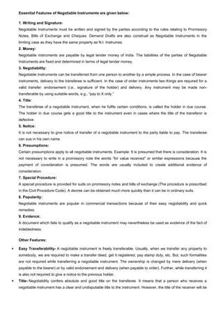 Negotiable Instrument Act.financial management and institutions | PDF