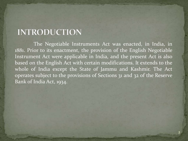 Negotiable instruments Act | PPT