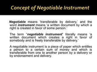 Negotiable instruments act 1881 of PAKISTAN | PPTX