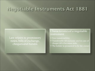 Negotiable Instruments Act 1881 | PPT
