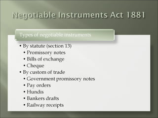 Negotiable Instruments Act 1881 | PPT