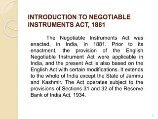 Negotiable instruments act, 1881 | PPT