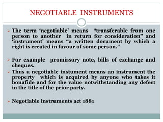 Negotiable instruments | PPTX