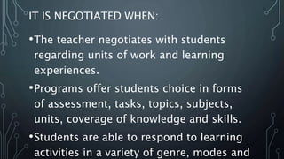 Negotiated curriculum | PPTX