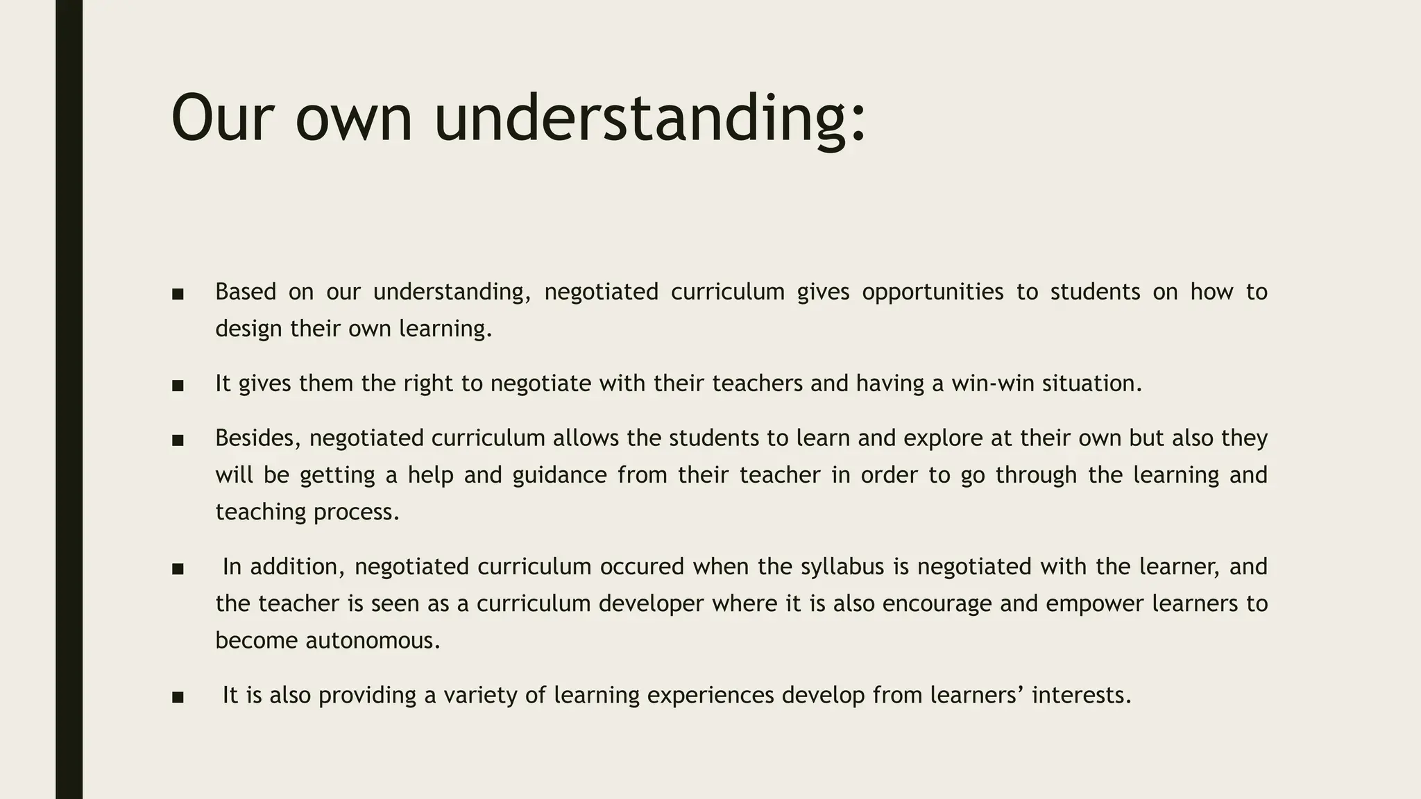 NEGOTIATED CURRICULUM simple meaning and understanding | PPTX