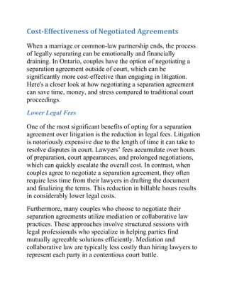 The Benefits of Negotiating a Separation Agreement | PDF