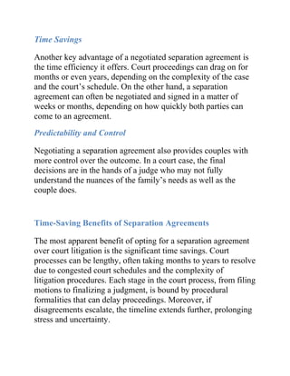 The Benefits of Negotiating a Separation Agreement | PDF
