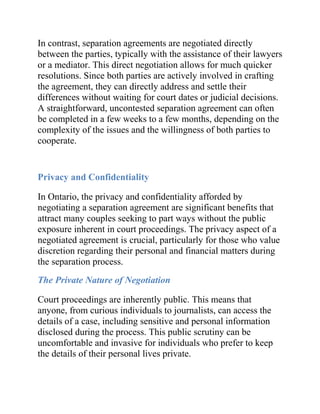 The Benefits of Negotiating a Separation Agreement | PDF