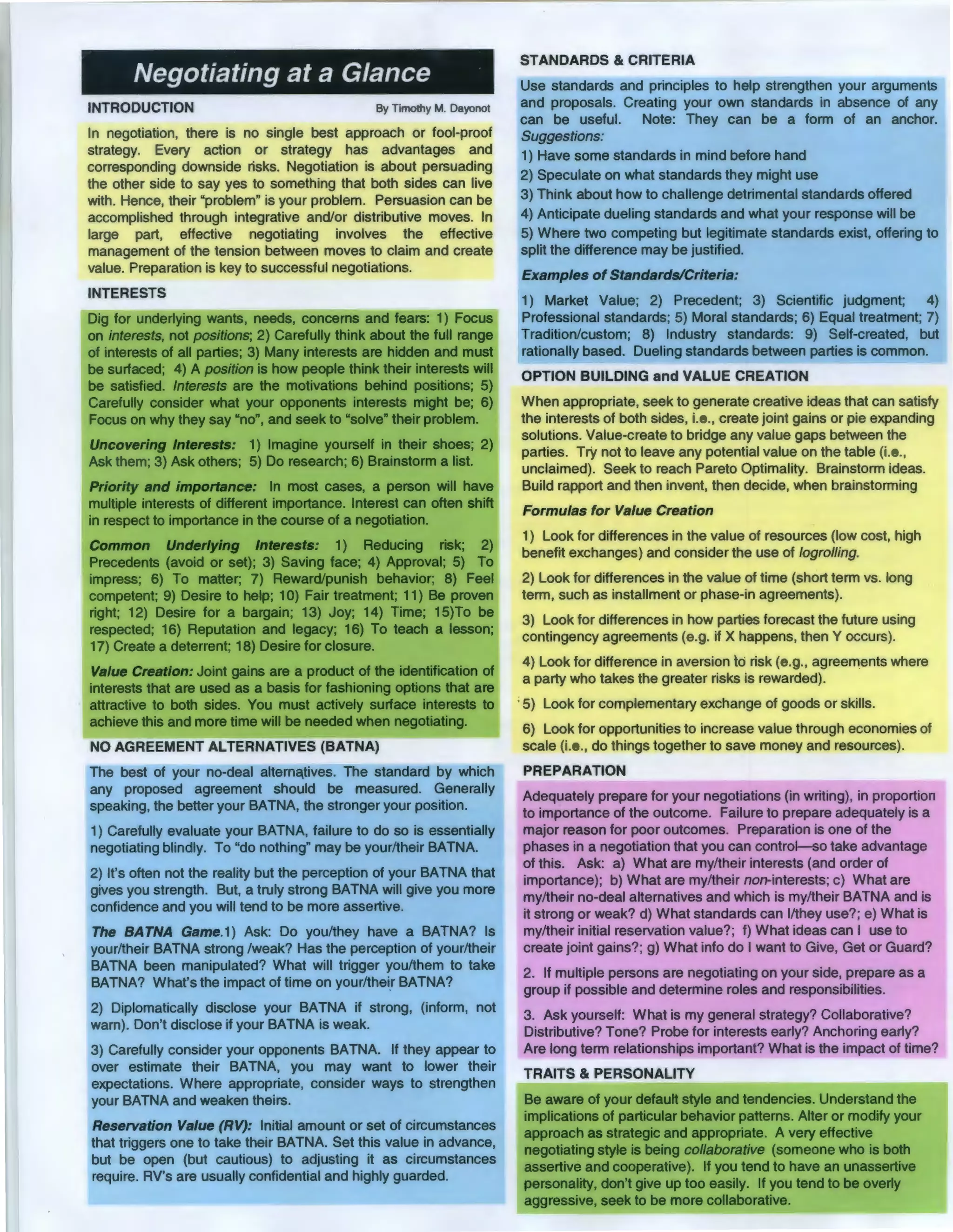 Negotiating at a glance | PDF