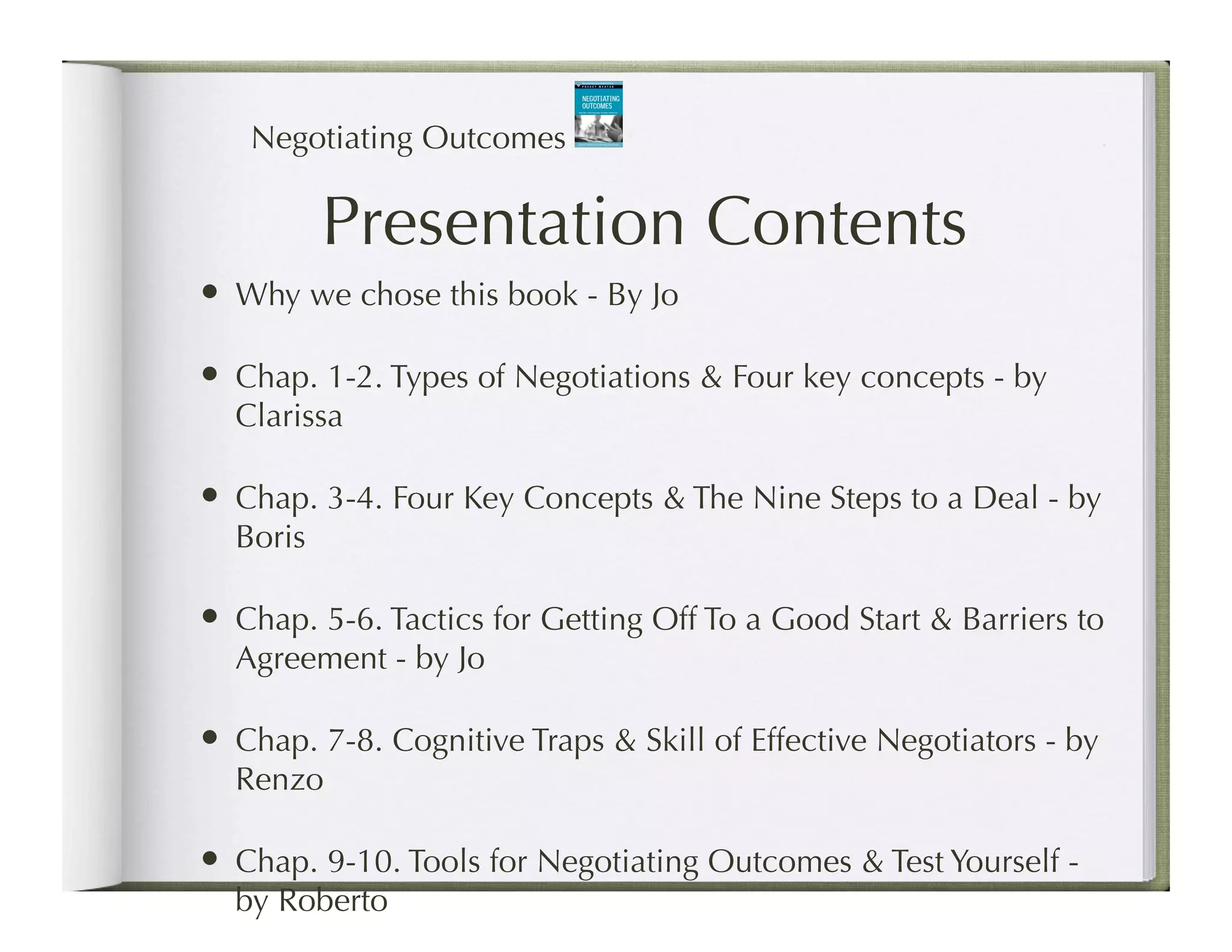 Negotiating outcomes presentation pp | PDF