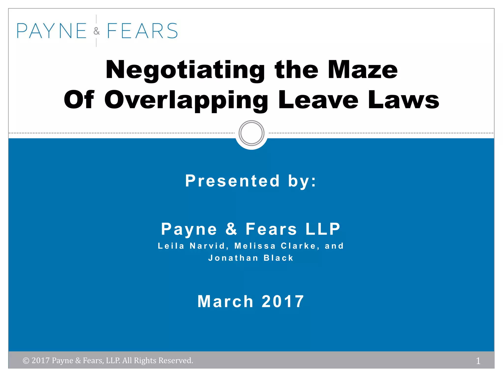 Negotiating the maze of overlapping leave laws | PDF