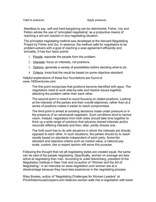 Negotiating wisely for a positive outcome | DOC