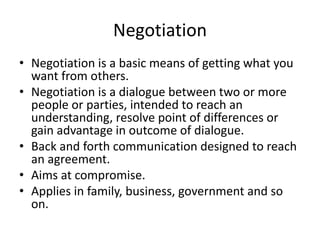 Negotiation.pptx for conflict and peace studies | PPTX | Family and ...