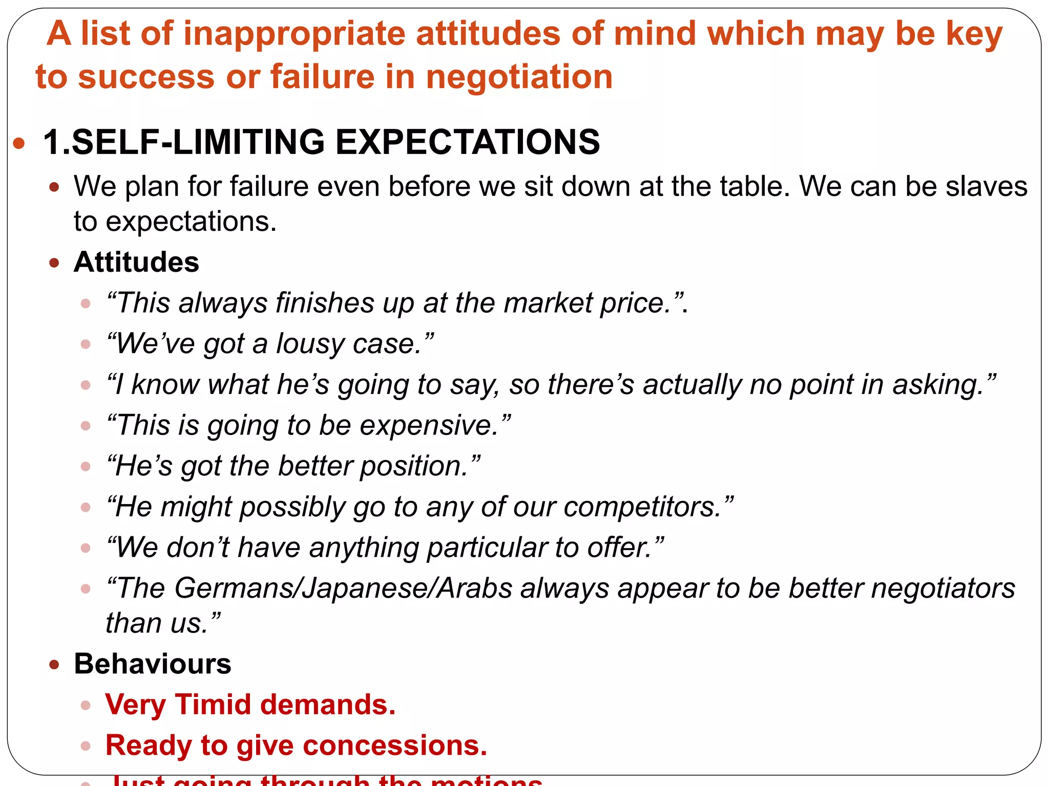 Negotiation attitudes behaviours decide failure to success | PPTX