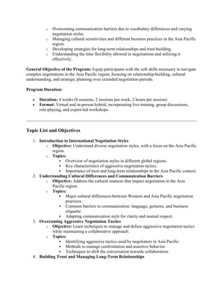 THE NEGOTIATION GAME (Objective: To develop a program to train ...