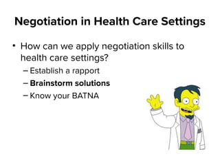Negotiation in Health Care Settings | PDF