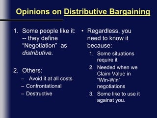 Negotiation Lewecki Ch 2 Distributive Negotiations [sav lecture] | PPTX