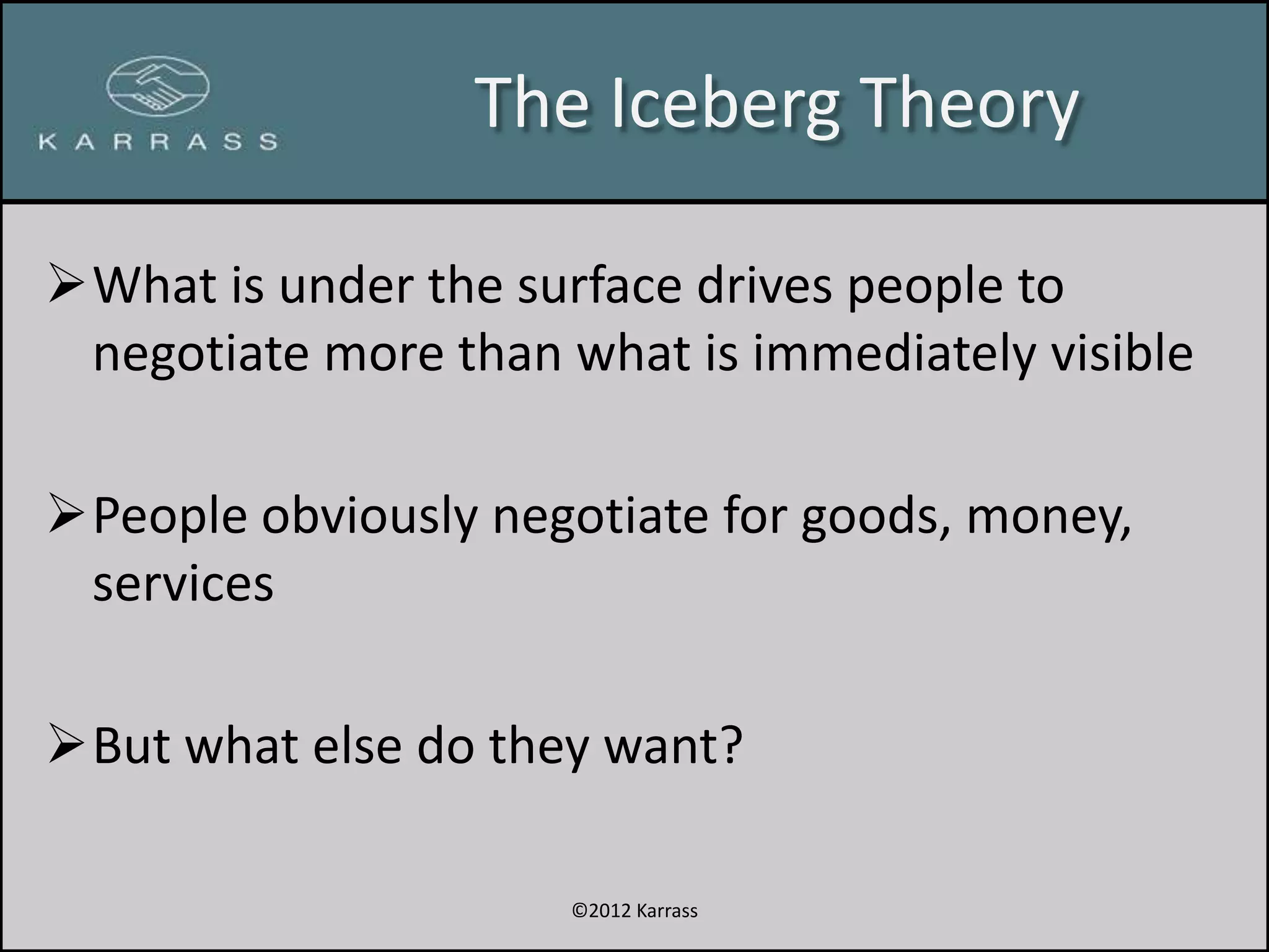 Negotiation Motivators: The Iceberg Theory | PPTX