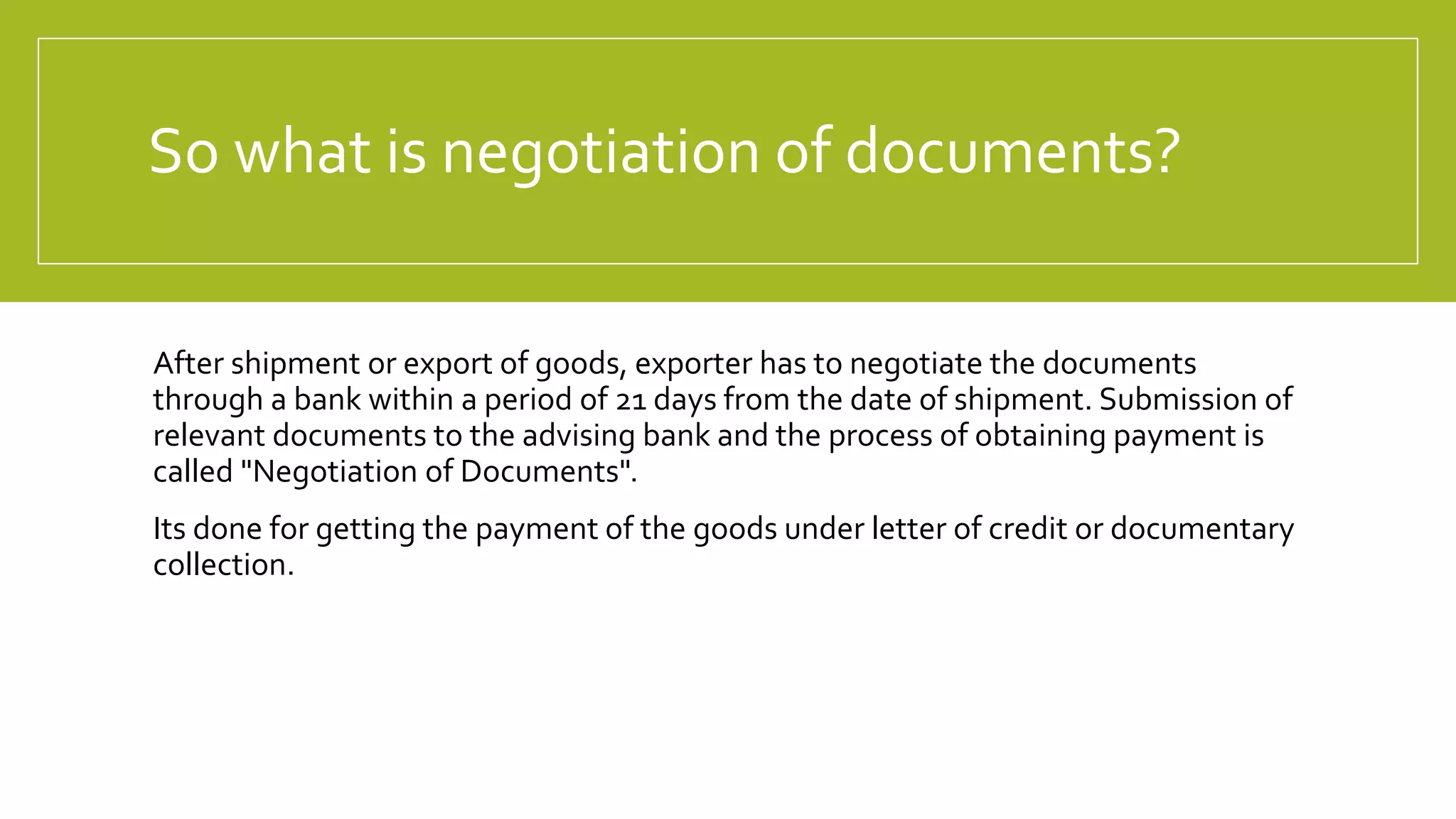 Negotiation of documents | PPTX