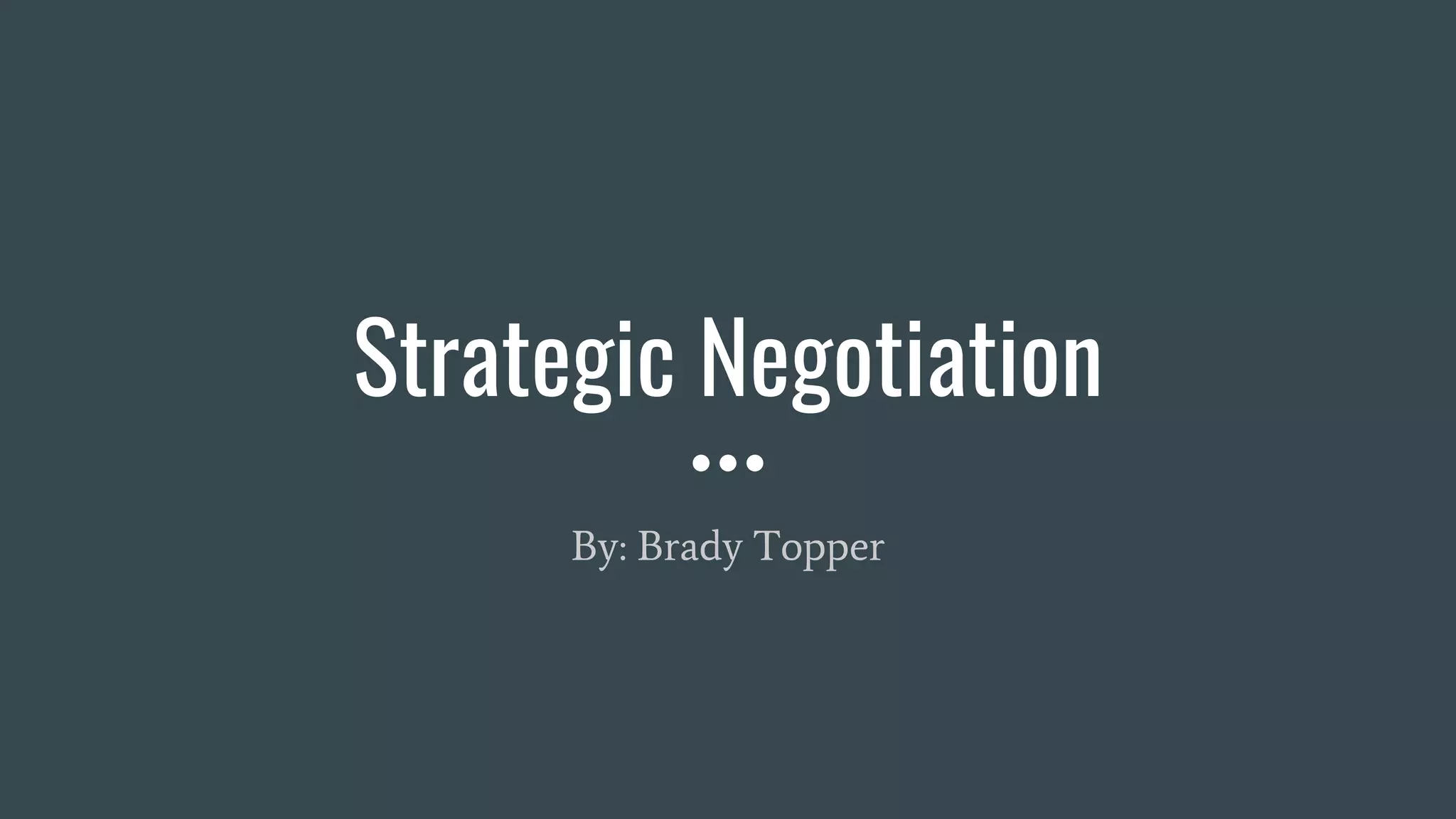 Strategic Negotiation | PPT