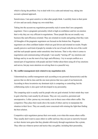 My Personal Negotiation style | PDF