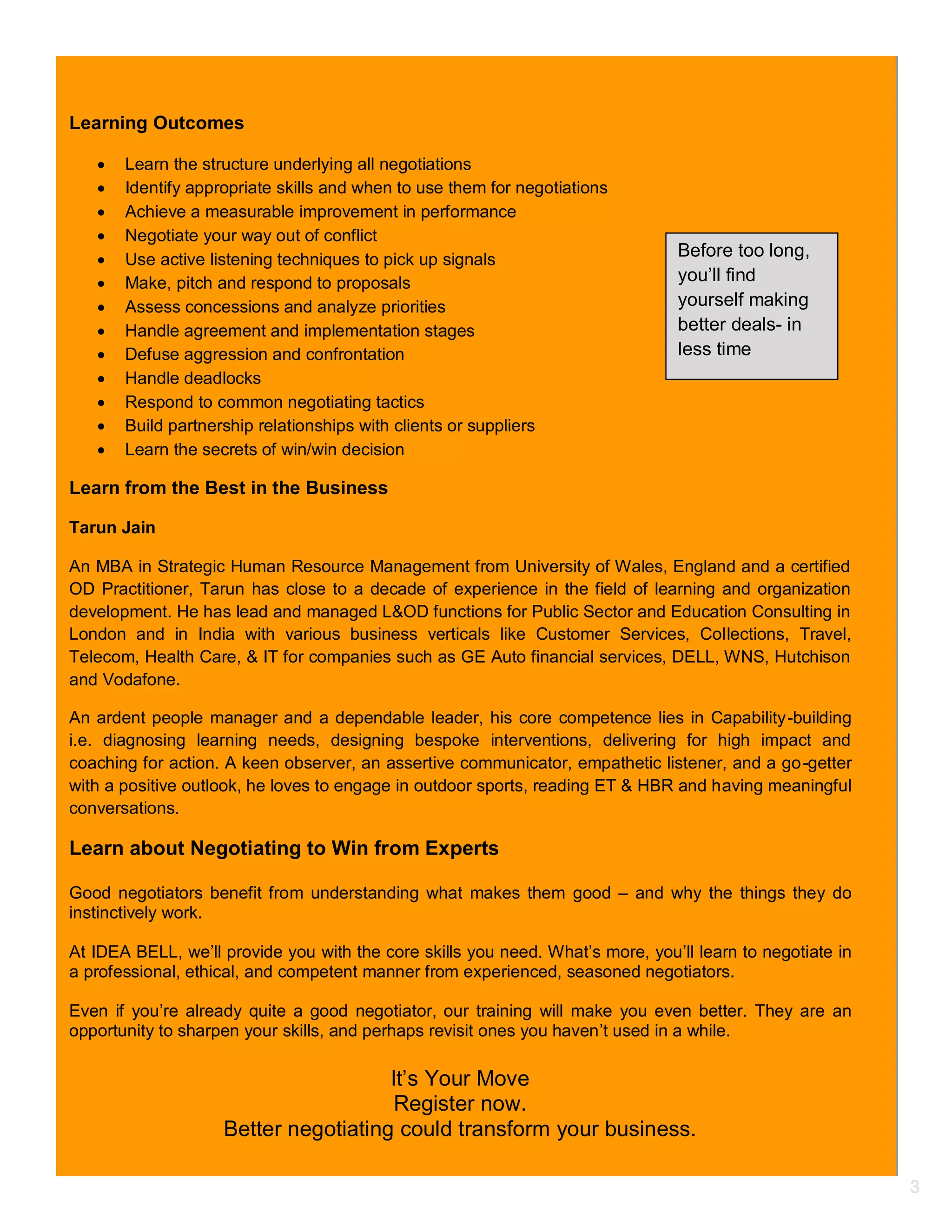 Negotiation Skills Brochure | PDF