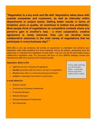 Negotiation Skills Brochure | PDF