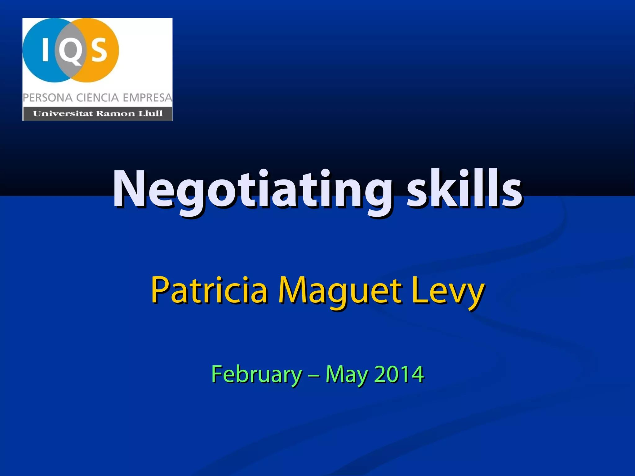 Negotiation skills - Key concepts when planning a negotiation | PPT