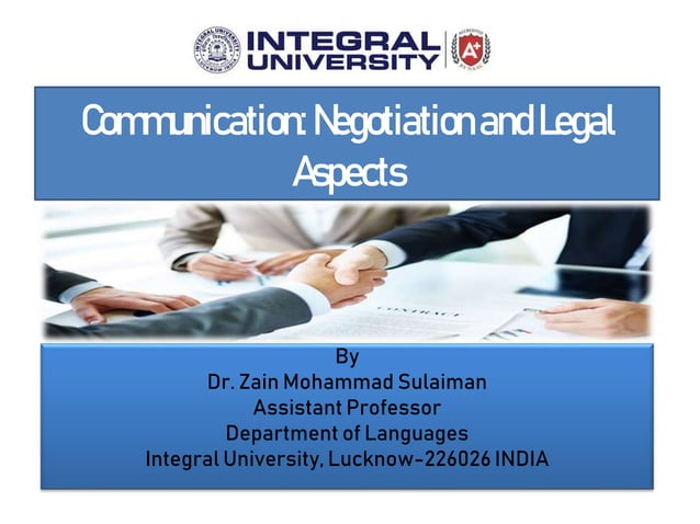 Communication: Negotiations and Legal Aspects | PPTX