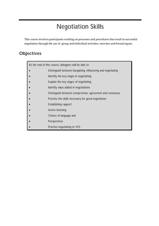 Negotiation skills course__workbook__170 | PDF