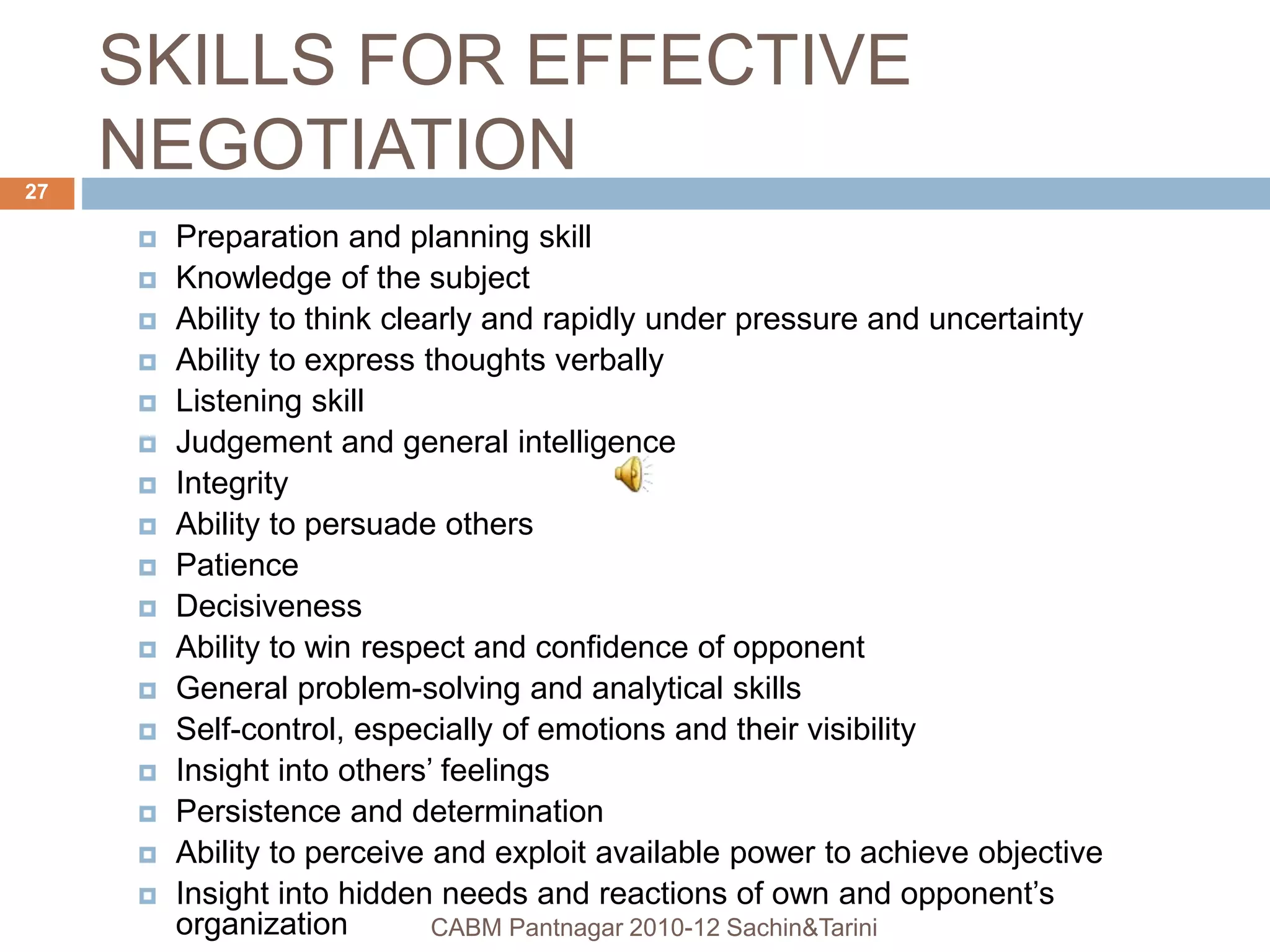Negotiation skills PPT along with Slideshow audio description note. | PPTX