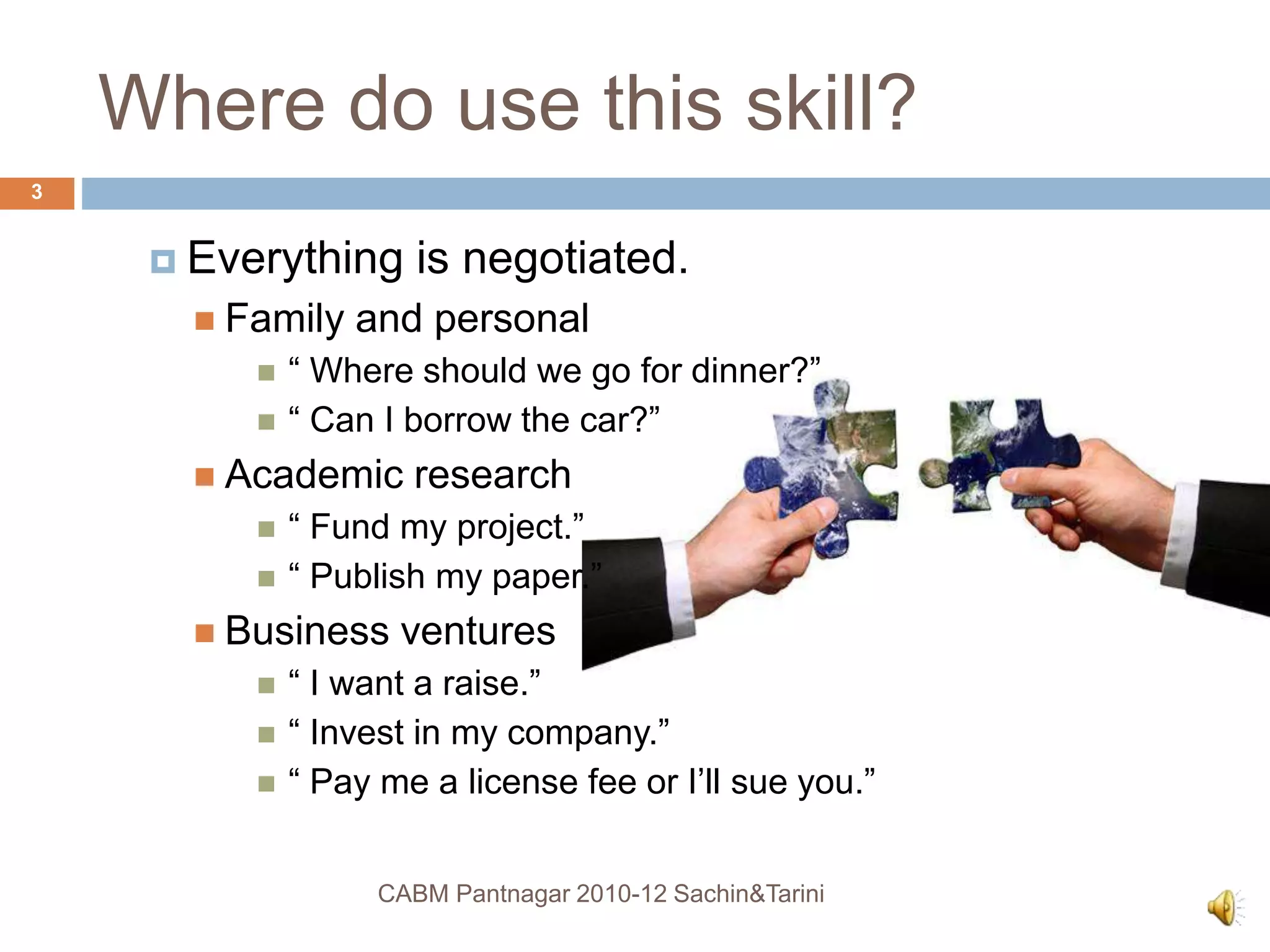 Negotiation skills PPT along with Slideshow audio description note. | PPTX