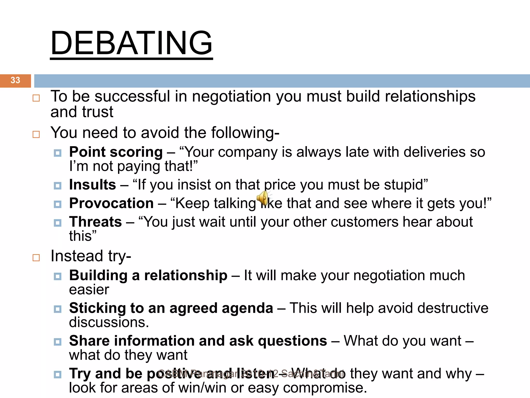 Negotiation skills PPT along with Slideshow audio description note. | PPTX