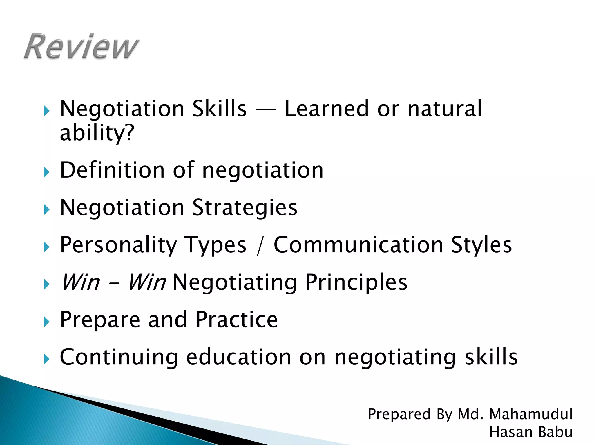 Negotiations Tactics & Techniques | PDF