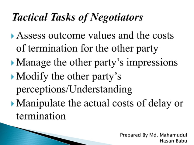 Negotiations Tactics & Techniques | PDF